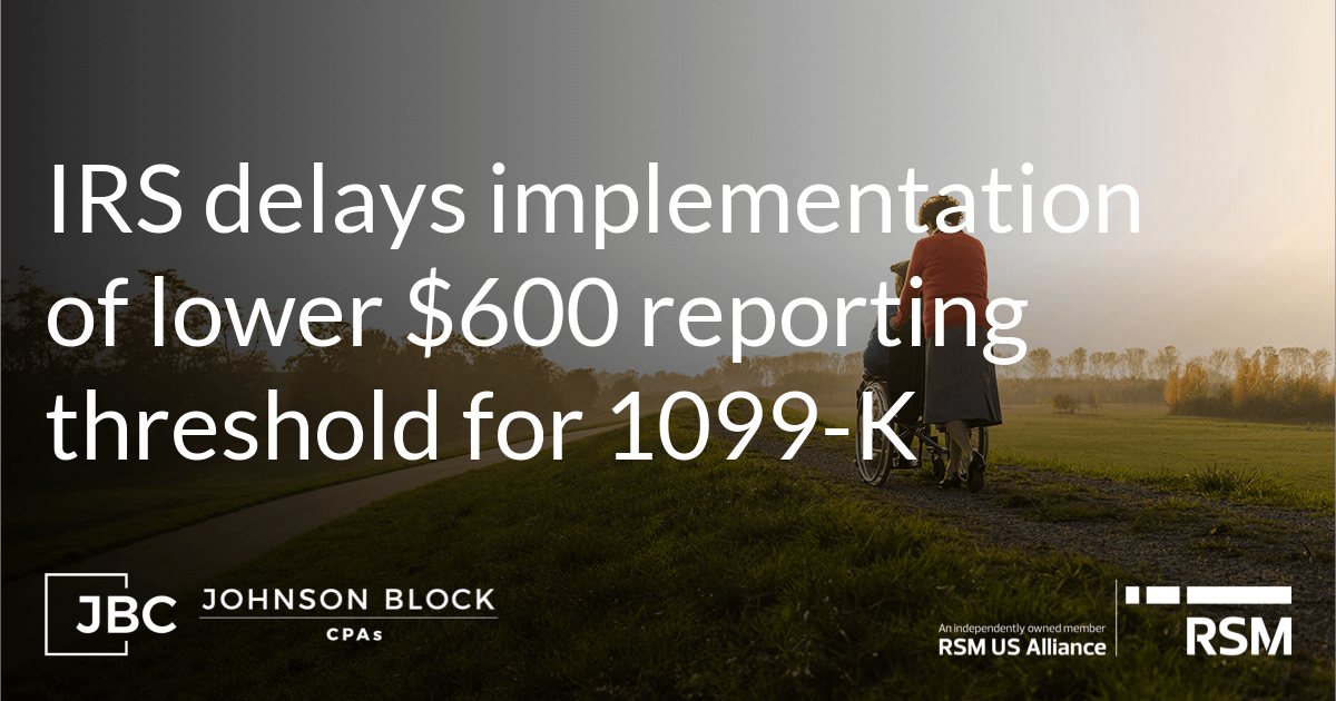 IRS delays implementation of lower $600 reporting threshold for 1099-K ...